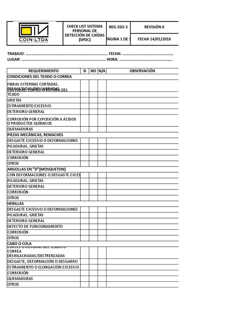 Reg-Sso-3 Check List SPDC | PDF