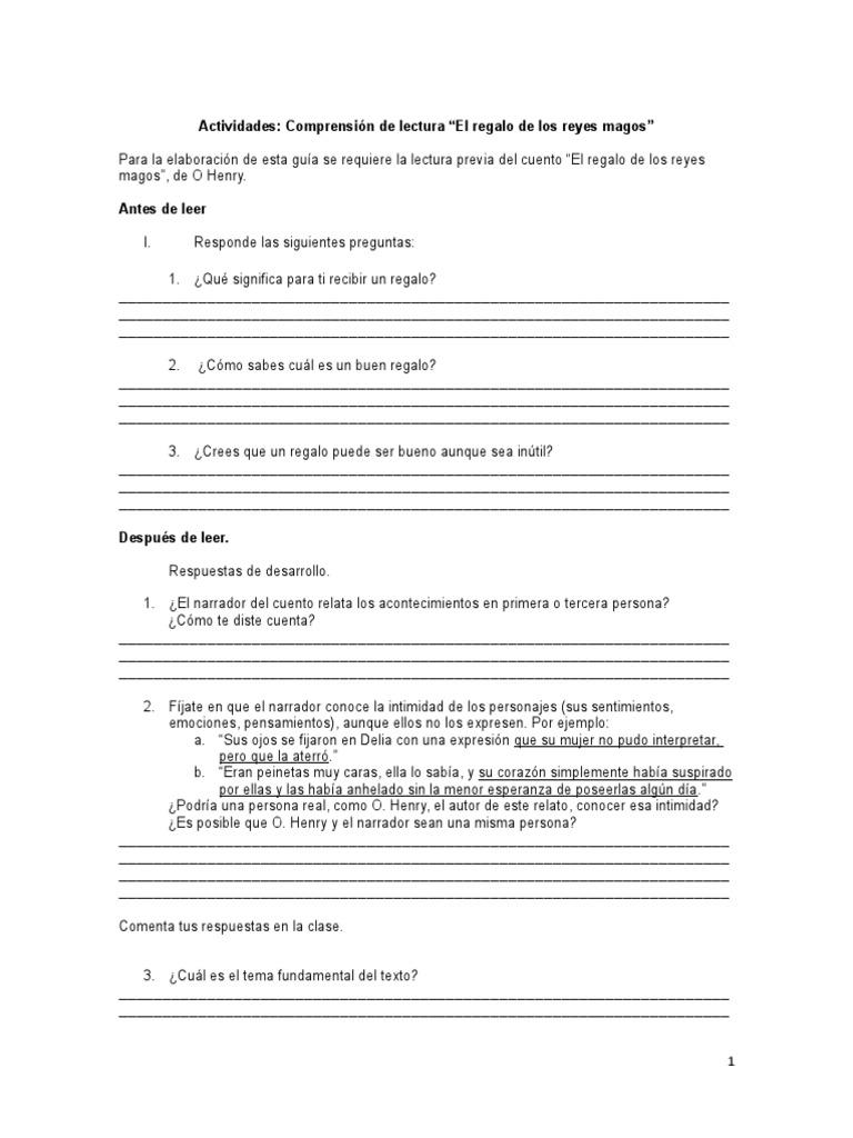 Guia El Regalo | PDF | Narración | Lectura (proceso)