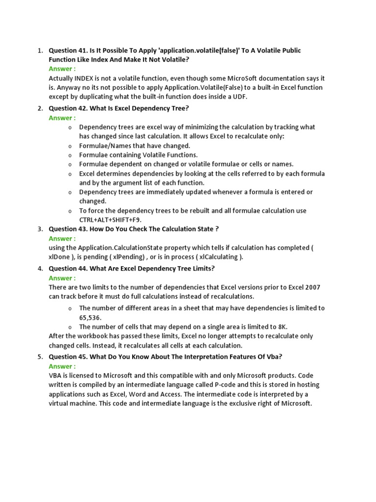 Excel VBA Interview Question and Answers - 16 | PDF | Visual Basic For Applications | Microsoft ...