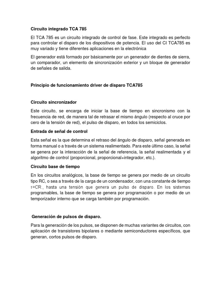 Tca 785 | PDF | Circuito integrado | Generador eléctrico