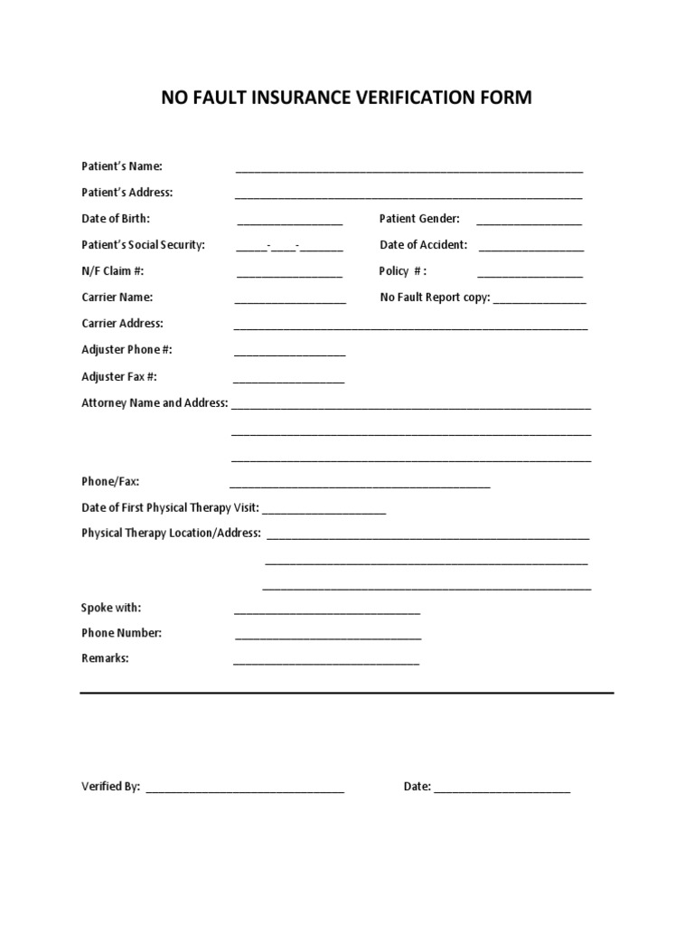 No Fault Insurance Form | PDF