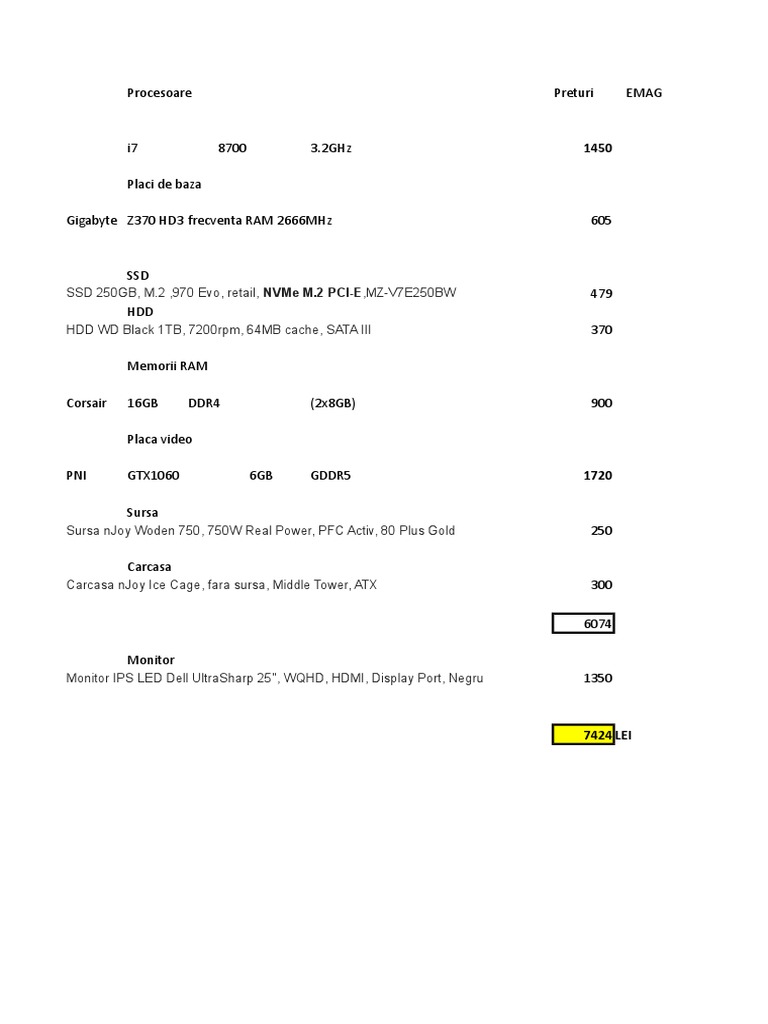 Procesoare Preturi Emag | PDF