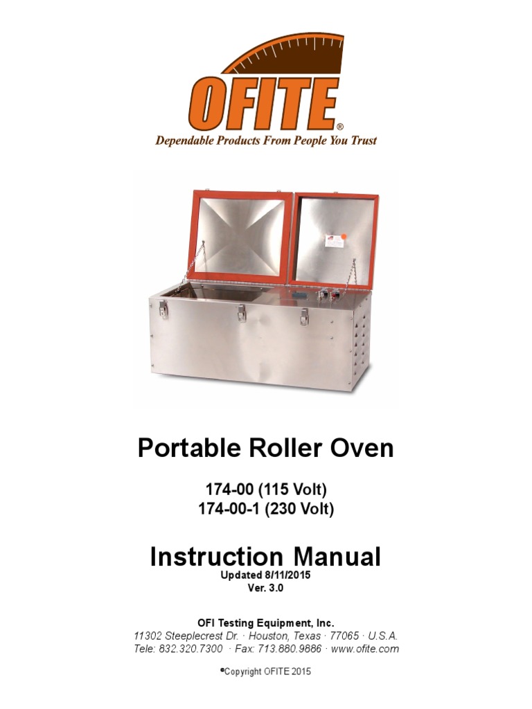 OFITE - Portable Roller Oven PDF | PDF | Thermostat | Fuse (Electrical)