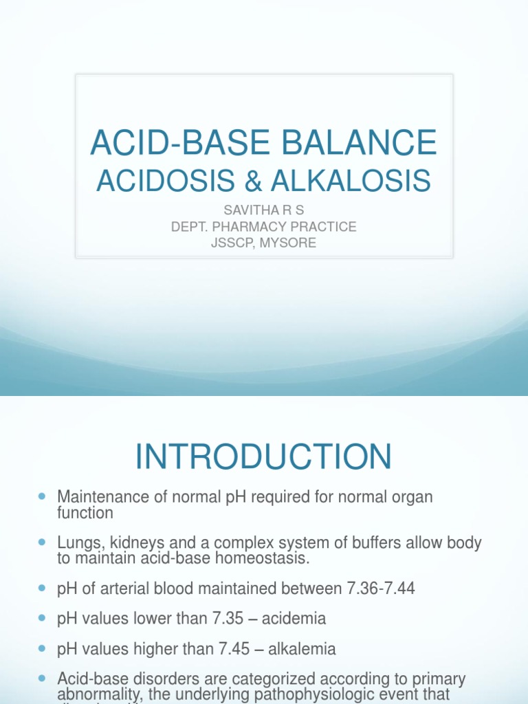 Acid-Base Balance: Acidosis & Alkalosis | PDF | Bicarbonate ...