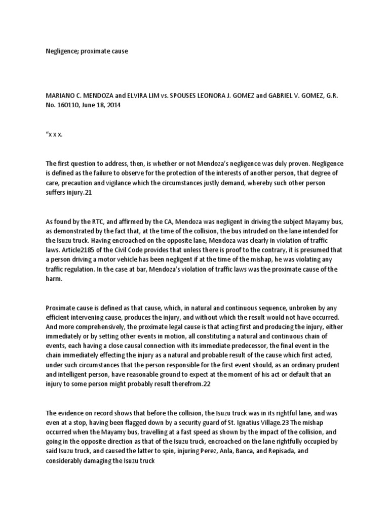 Proximate Cause | PDF | Negligence | Proximate Cause