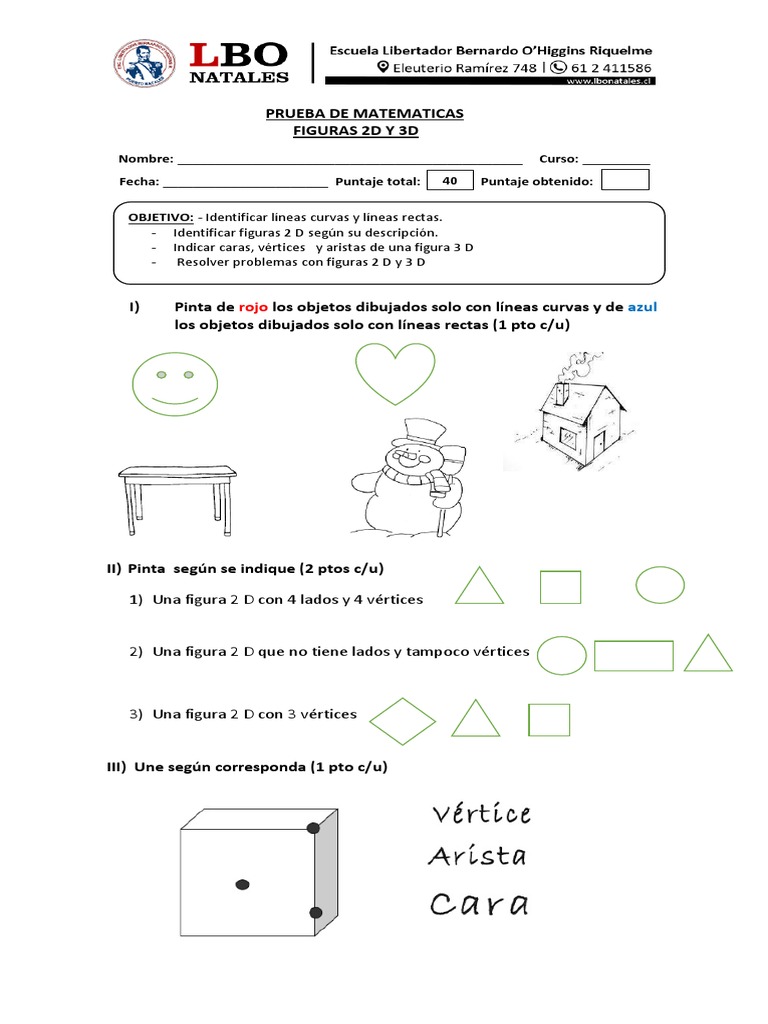 Prueba Figuras 2 D y 3 D | PDF