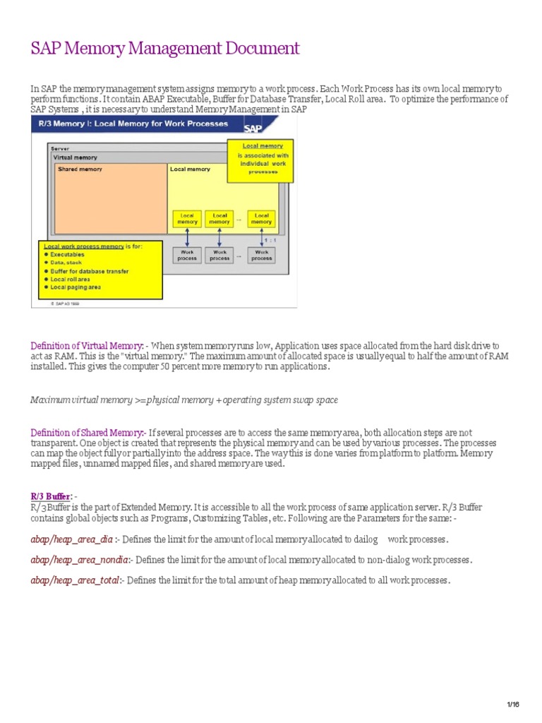 SAP Memory Management | PDF | Random Access Memory | Computer Data Storage