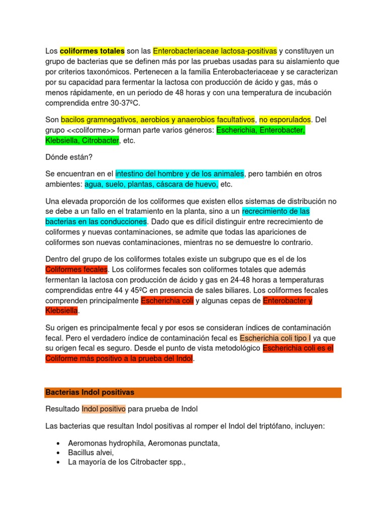 Coliformes Totales: Definición y Ejemplos | PDF | Pseudomonas | Procariota