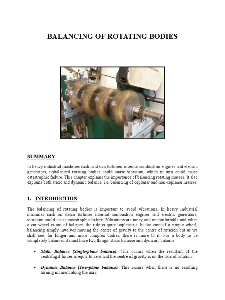 Balancing of Rotating Masses | PDF | Rotation Around A Fixed Axis ...