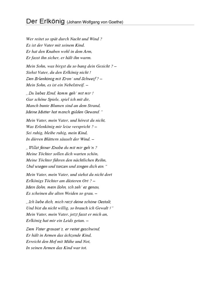 Der Erlkönig (Goethe).pdf | Genres Of Poetry | Musical Compositions