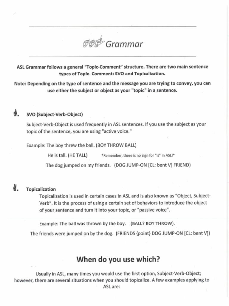 ASL Glossing Packet | PDF