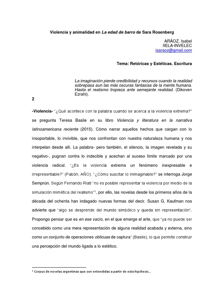 La Edad de Barro de Sara Rosenberg | PDF | Pinturas | Violencia
