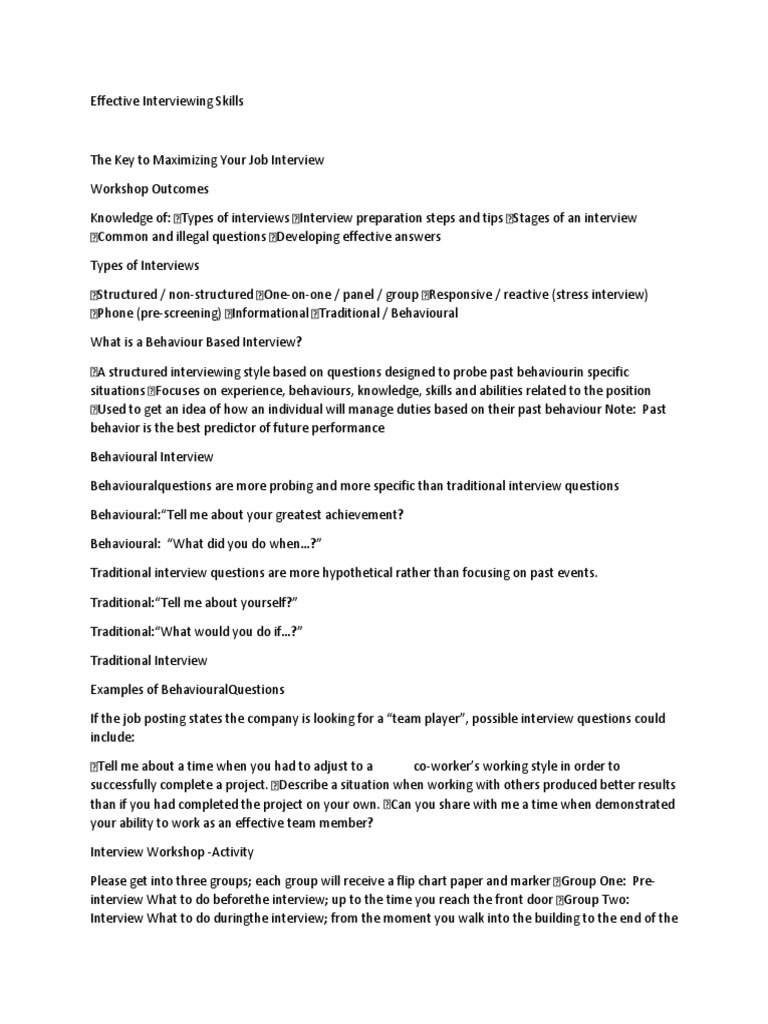 Effective Interviewing Skills | PDF | Job Interview | Interview