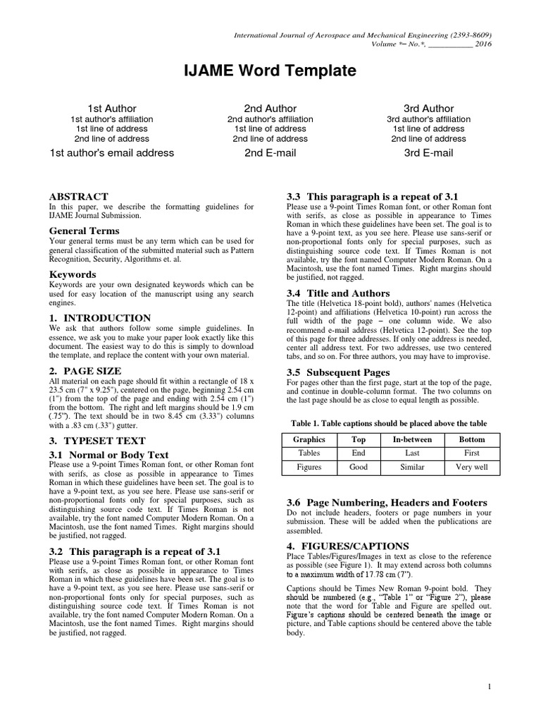 IJAME Submission Formatting Guide | PDF | Times New Roman | Typefaces