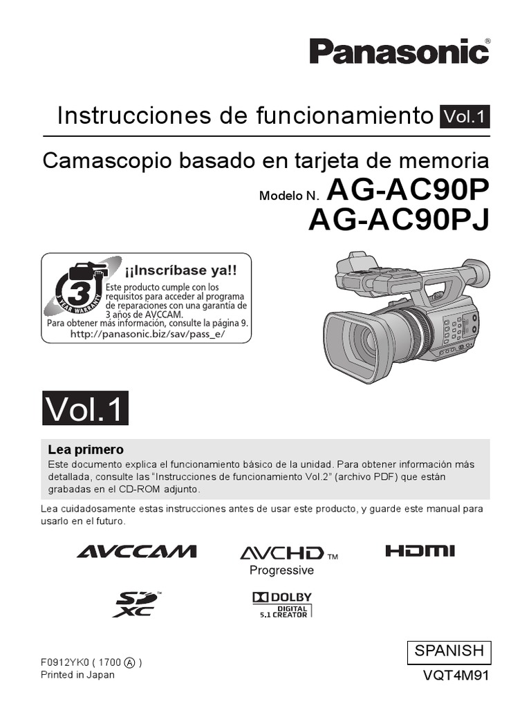 Panasonic Ag-Ac90 Vol 1 | PDF | Seguro digital | Enchufes y tomas de ...