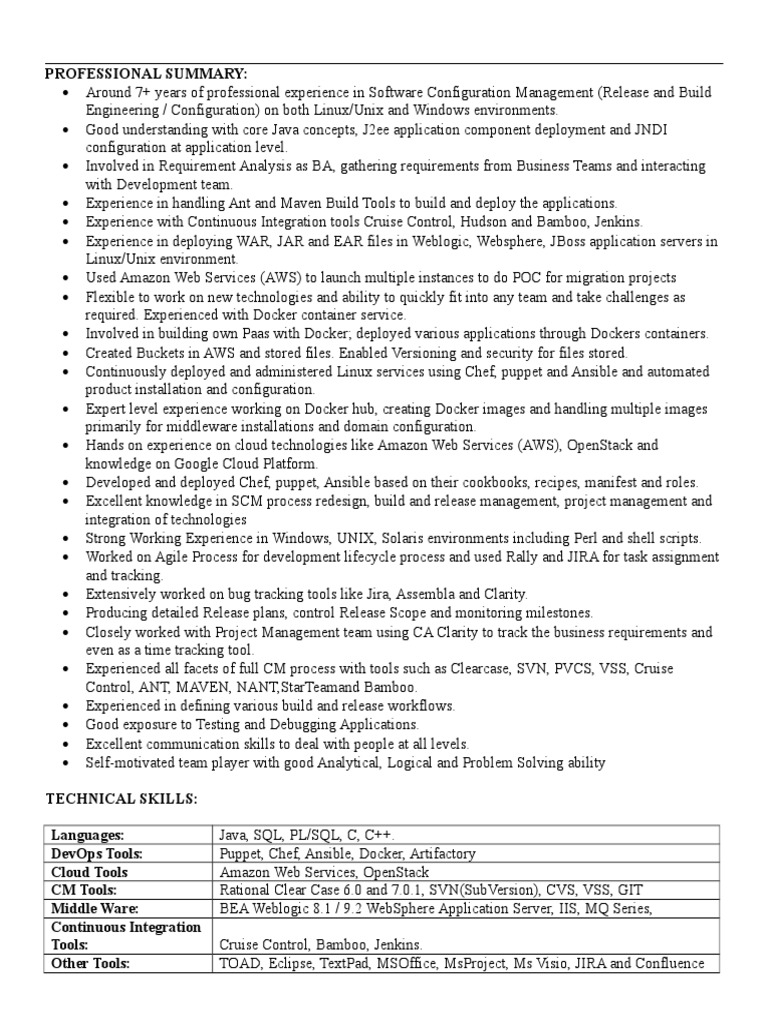Devops Resume | PDF | Cloud Computing | Scripting Language