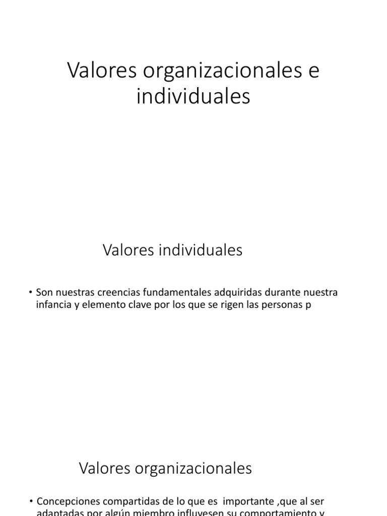 Valores Organizacionales e Individuales | PDF