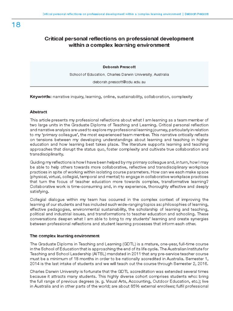 Critical Personal Reflections | PDF | Teachers | Teacher Education