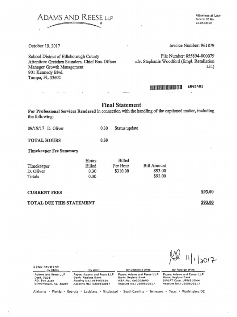District Woodford Lawsuit Invoices | PDF