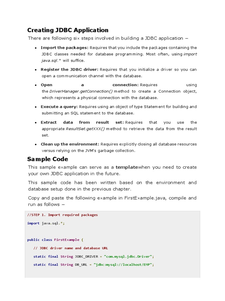 Creating Java Prog Using JDBC PDF | PDF | Databases | Computer Data