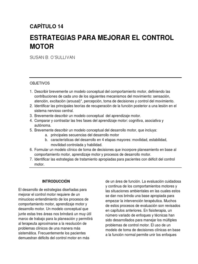Capítulo 14. Estrategias Para Mejorar El Control Motor Traducción. | PDF | Músculo | Sinapsis