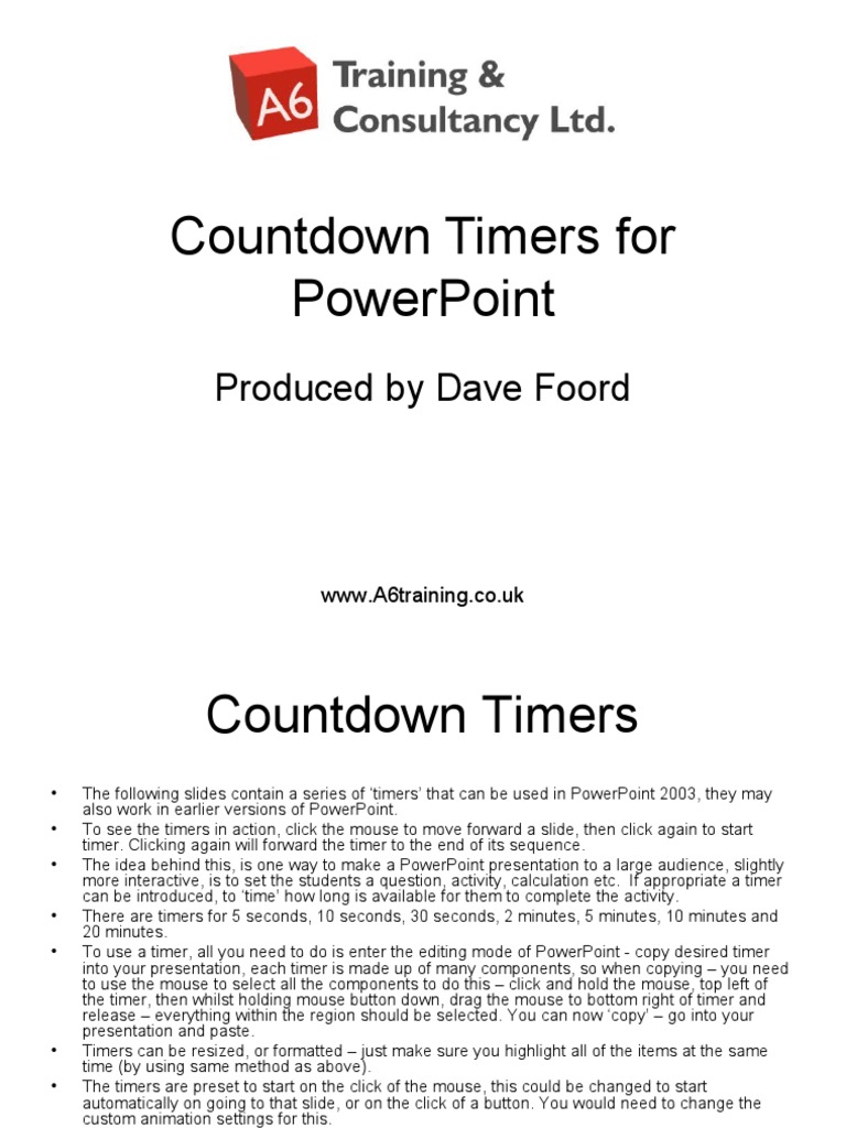 Countdown Timers For Power Point | PDF | Microsoft Power Point | Timer