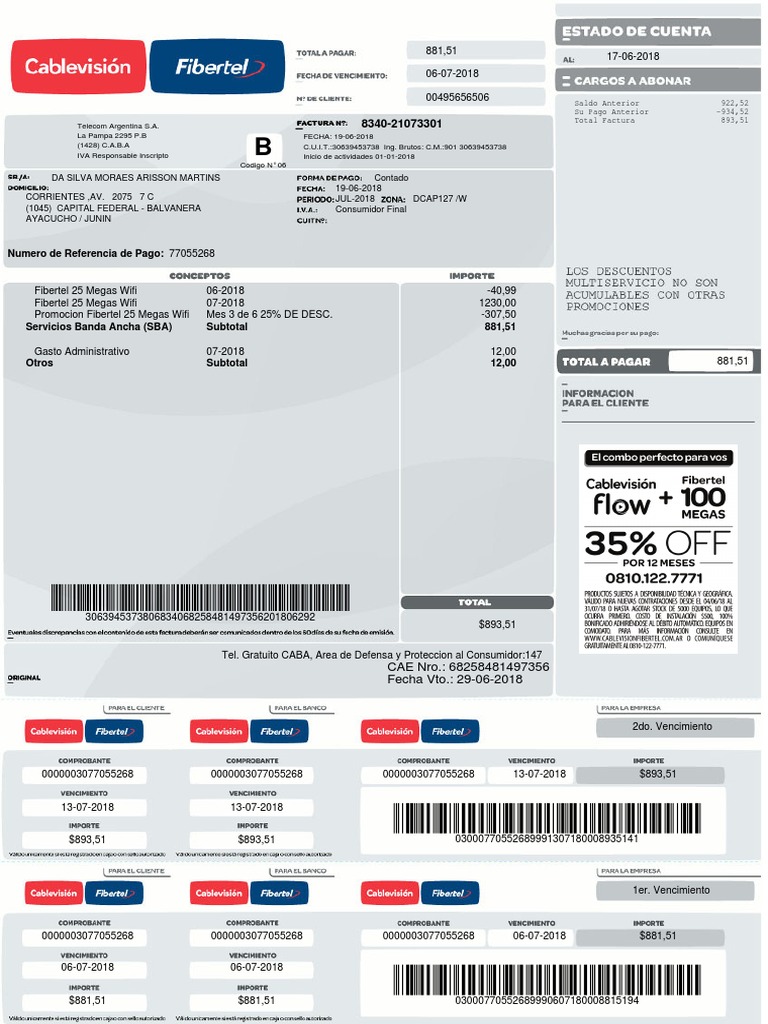 Factura Cablevision | PDF