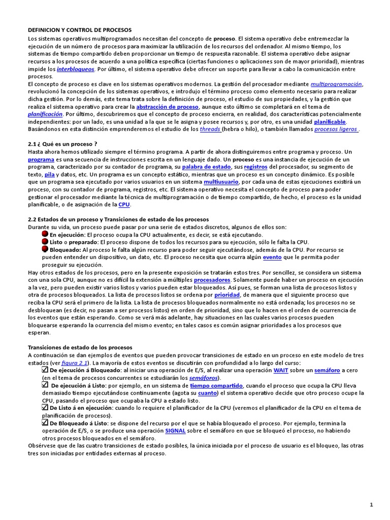 Sistemas Operativos - Ingenieria Informatica | PDF | Proceso (Computación) | Hilo (Computación)