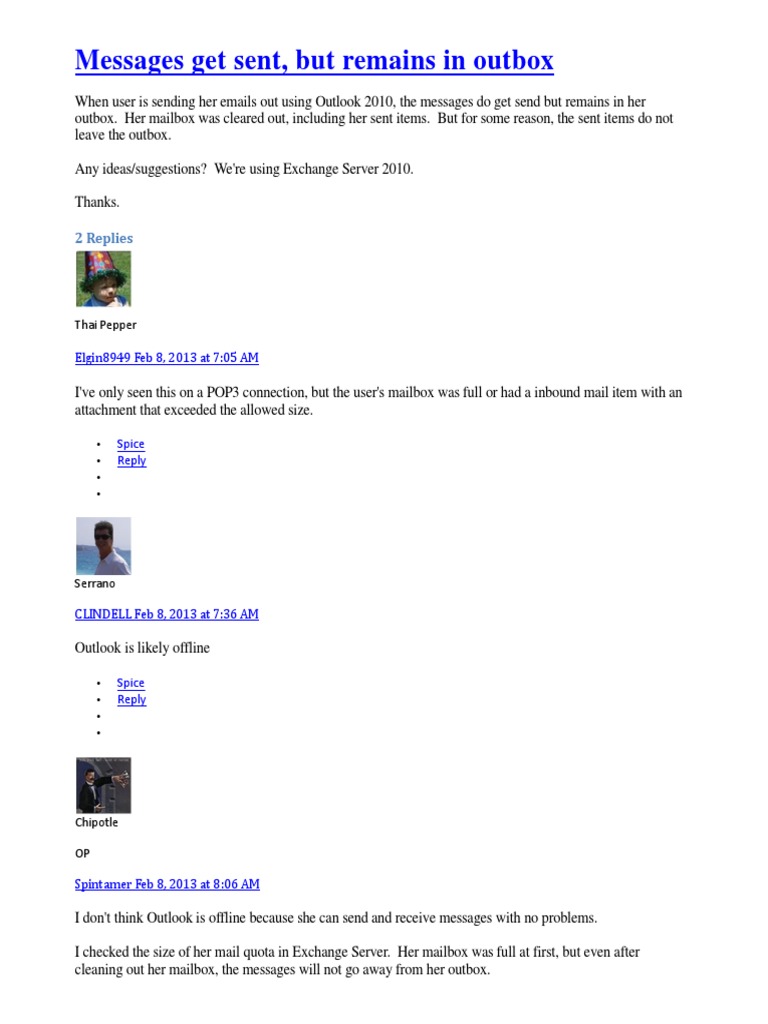 Message Is Sent But Stays in Outbox | PDF | Microsoft Outlook | Network Service