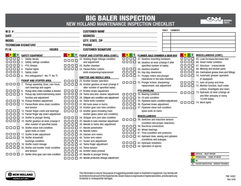 Big Baler Inspection | PDF | Clutch | Transmission (Mechanics)