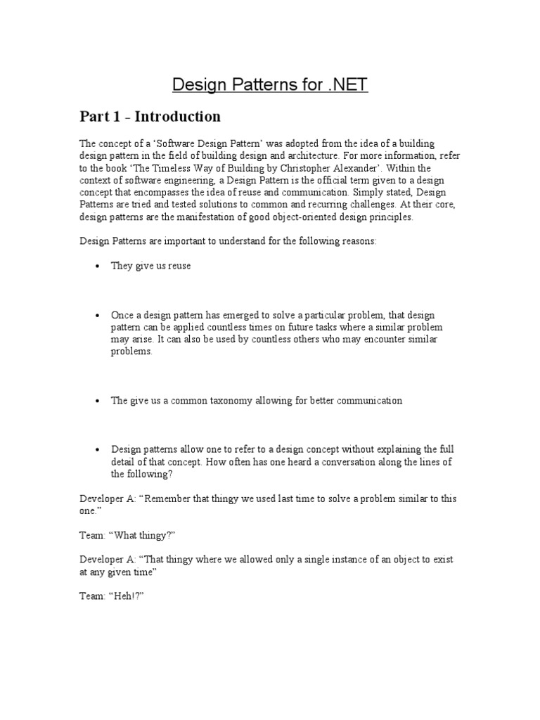 Part 1 Introduction Pdf Software Design Pattern Class Computer Programming