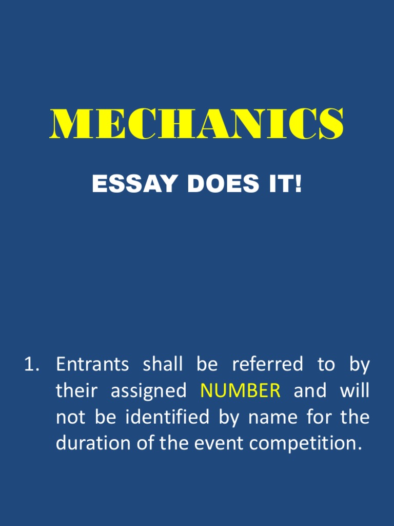Mechanics: Essay Does It! | PDF
