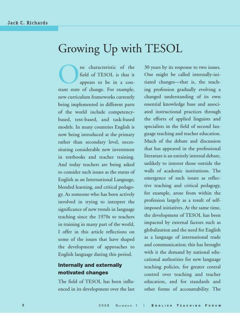 Growing Up With TESOL | PDF | Second Language Acquisition | Language ...