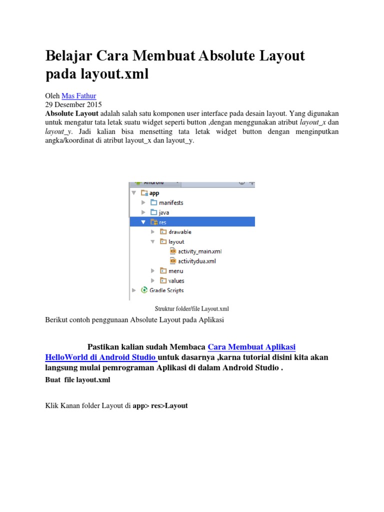 Belajar Cara Membuat Absolute Layout Pada Layout | PDF
