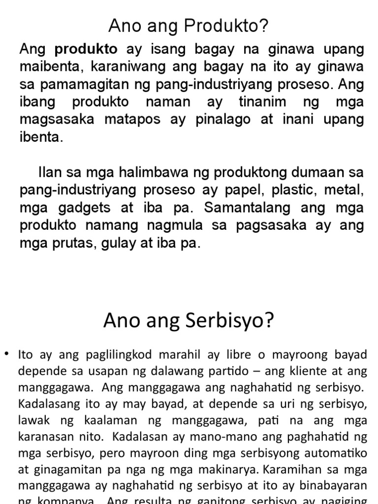 Ano Ang Rpodukto at Serbisyo | PDF