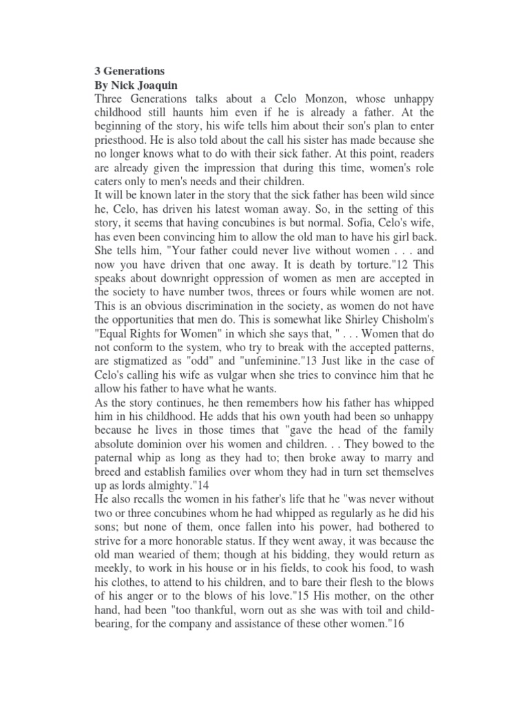 3 Generations by Nick Joaquin | PDF
