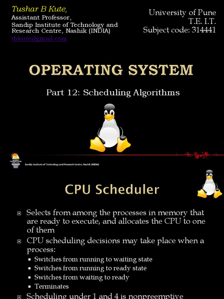 Part 12 Scheduling Algorithms Pdf Scheduling Computing Operating System Technology