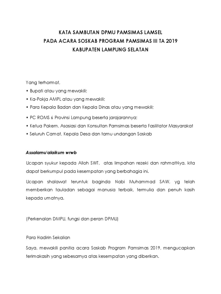 Kata Sambutan DPMU | PDF