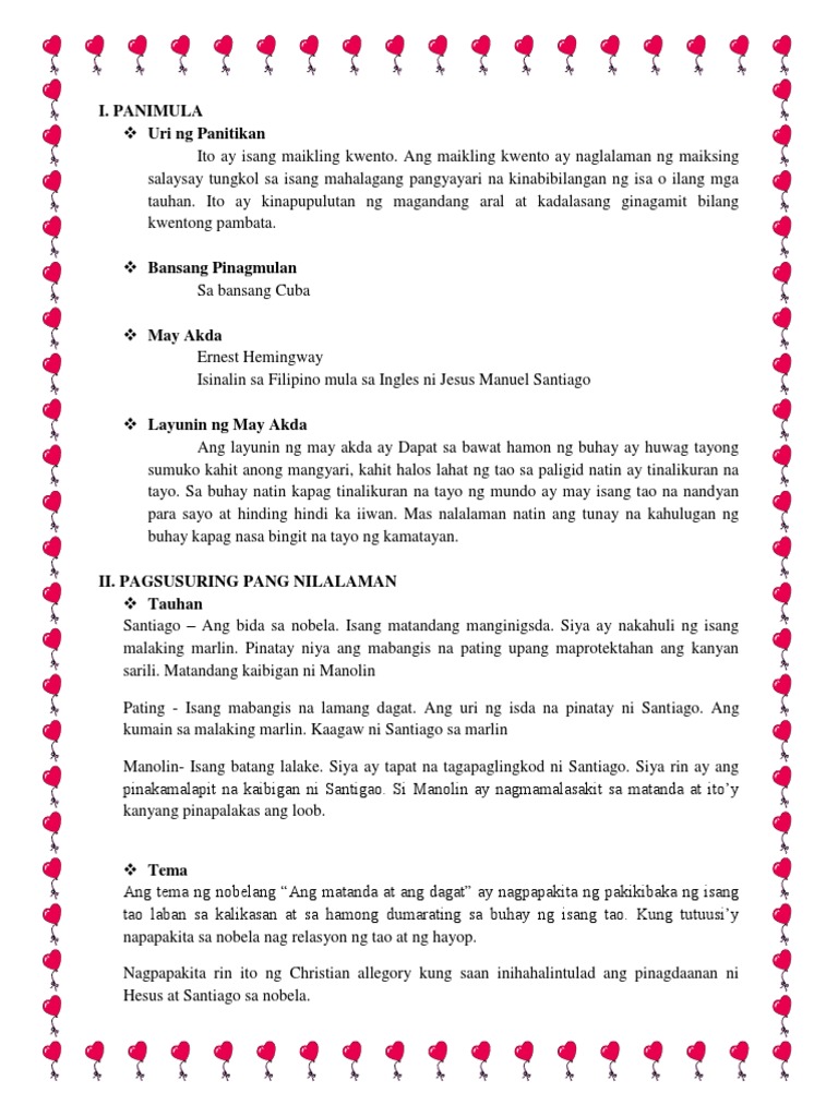 Ang Matanda at Ang Dagat | PDF