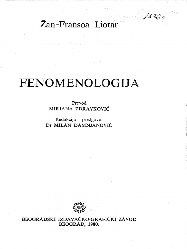 Zan Fransoa Liotar Fenomenologijapdf PDF | PDF