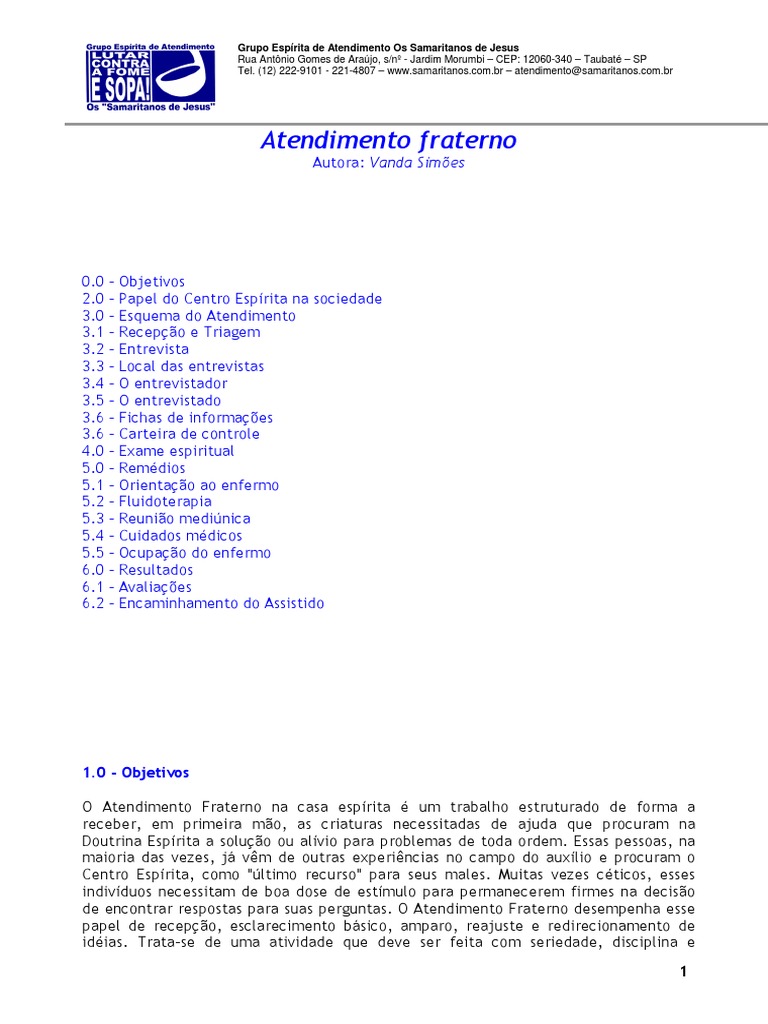Atendimento Fraterno (Vanda Simoes) PDF | PDF | Espiritismo | Mediunidade