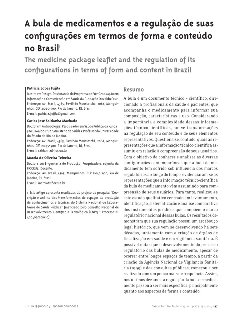 Artigo - Bula de Medicamentos | PDF | Farmacêutico | Receita médica