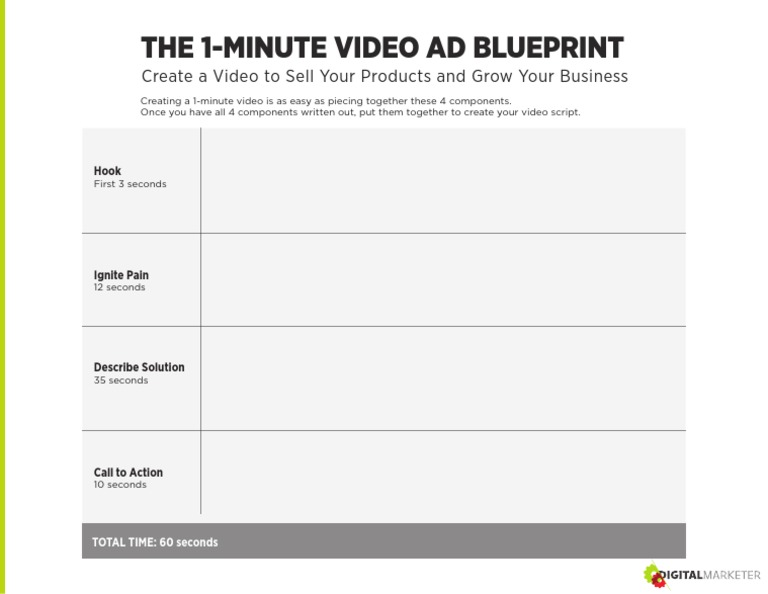 1-Minute Video Ad Blueprint Guide | PDF | Business | Games & Activities