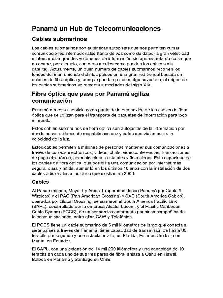 Panamá: Hub de Telecomunicaciones Global | PDF | Telecomunicación ...