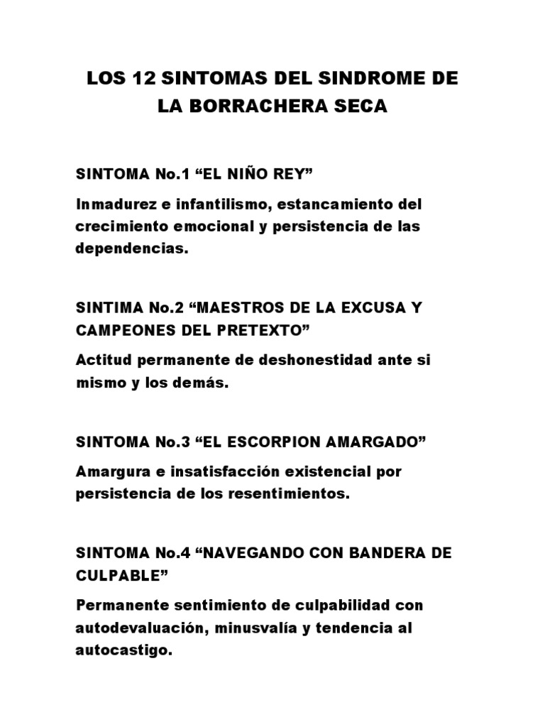 Los 12 Sintomas Del Sindrome de La Borrachera Seca | PDF