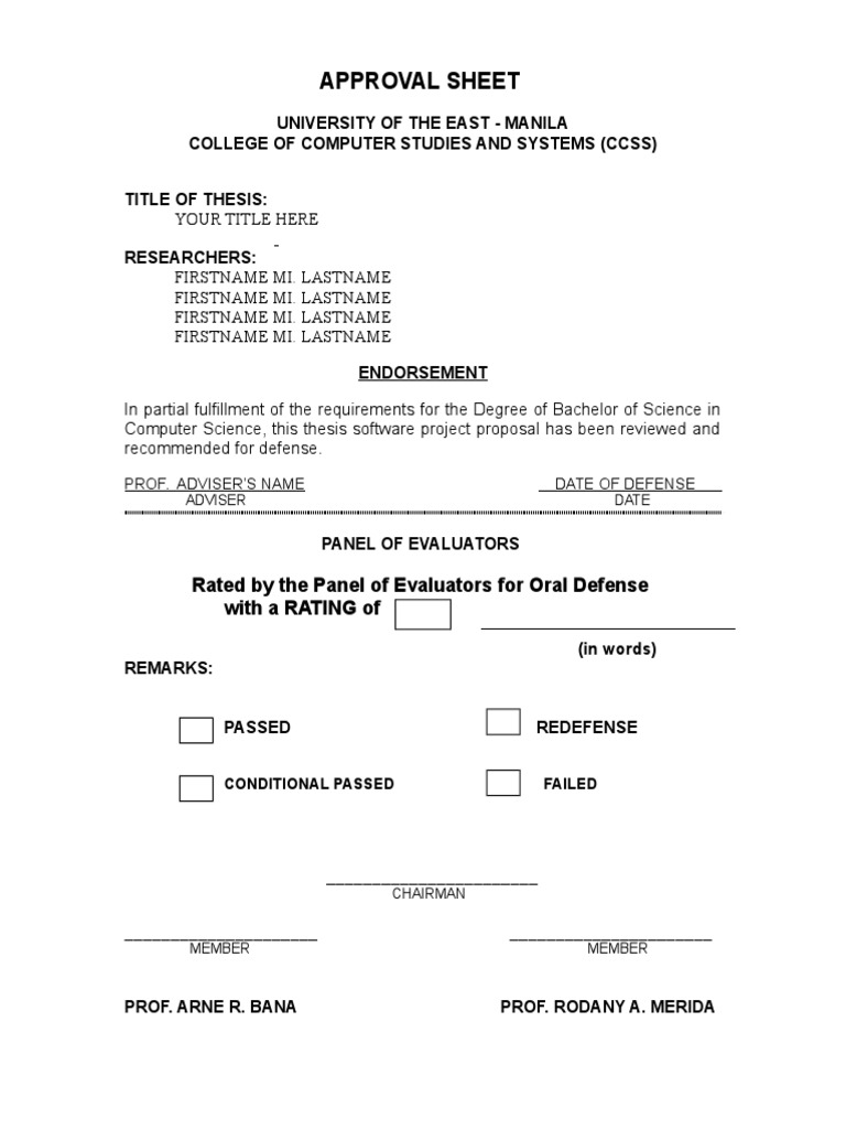 Approval Sheet: University of The East - Manila College of Computer ...