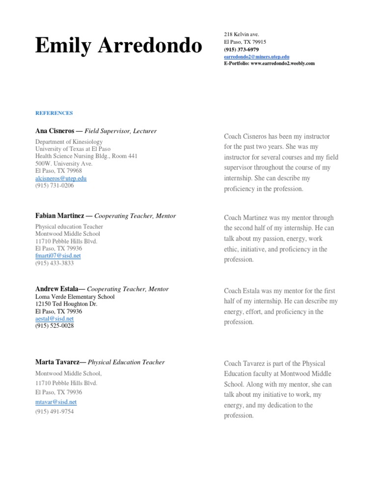 Emily Arredondo: Ana Cisneros - Field Supervisor, Lecturer | PDF