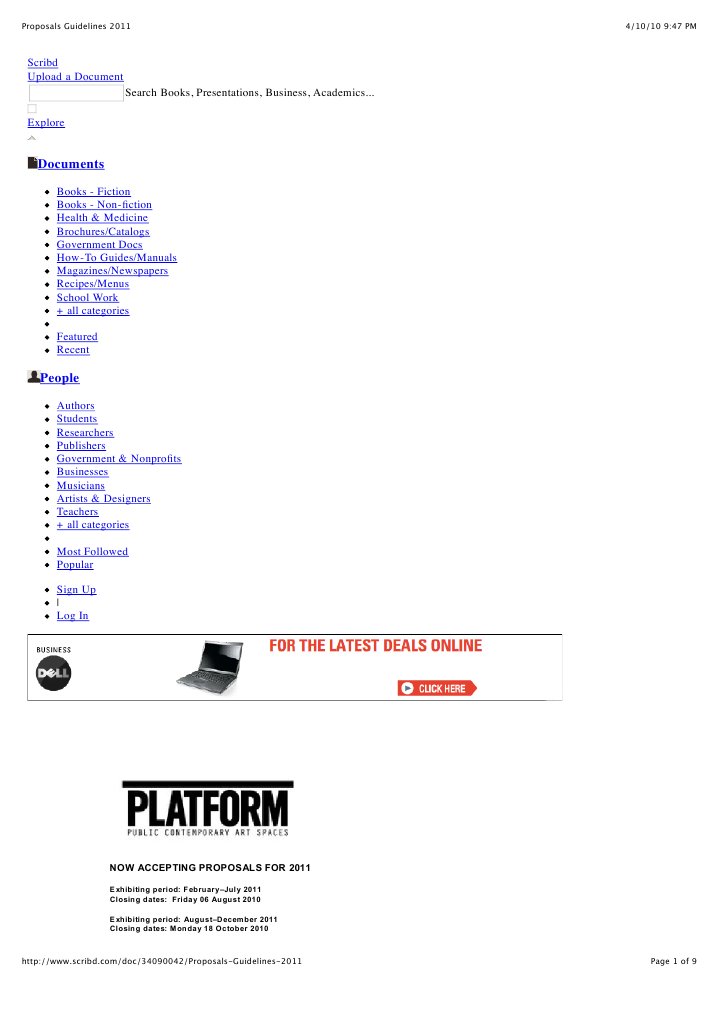 Platform Art Proposals Guidelines 2011 | PDF | Scribd | Digital Technology