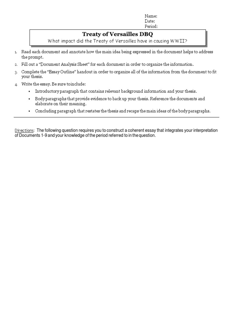 DBQ On Treaty of Versailles | Download Free PDF | Woodrow Wilson ...