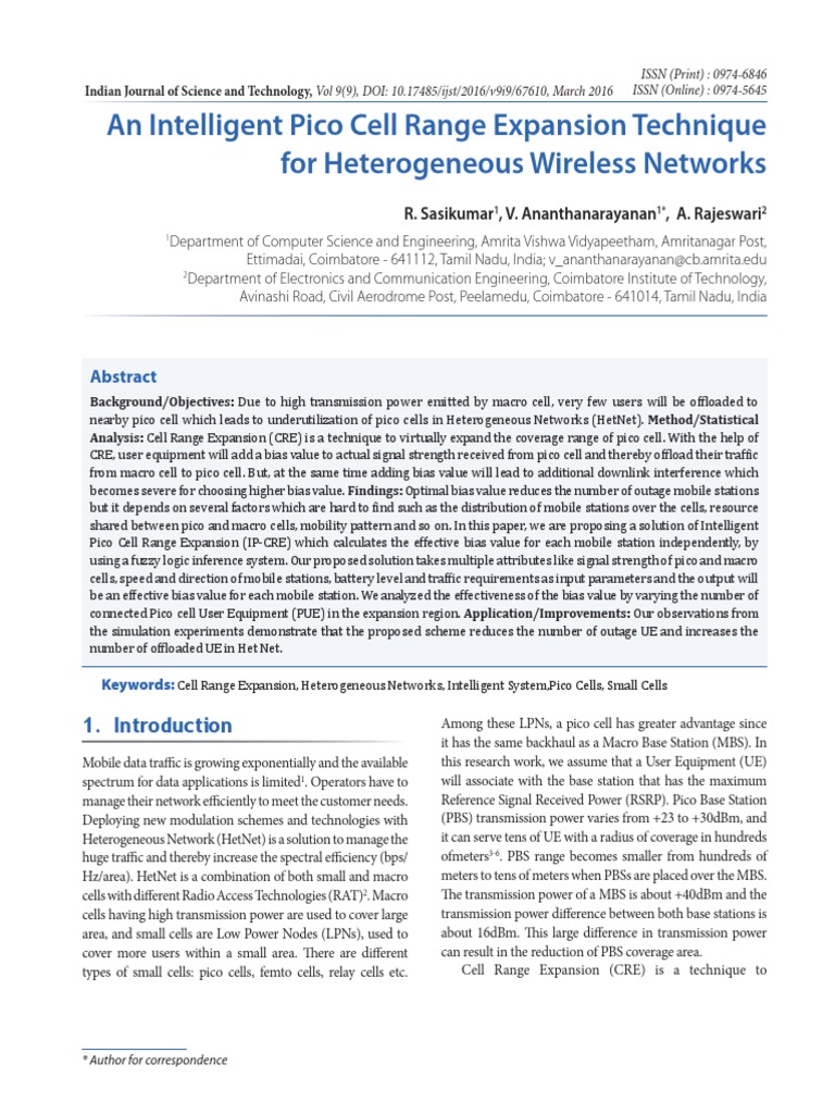 An Intelligent Pico Cell Range Expansion Technique For Heterogeneous Wireless Networks | PDF ...